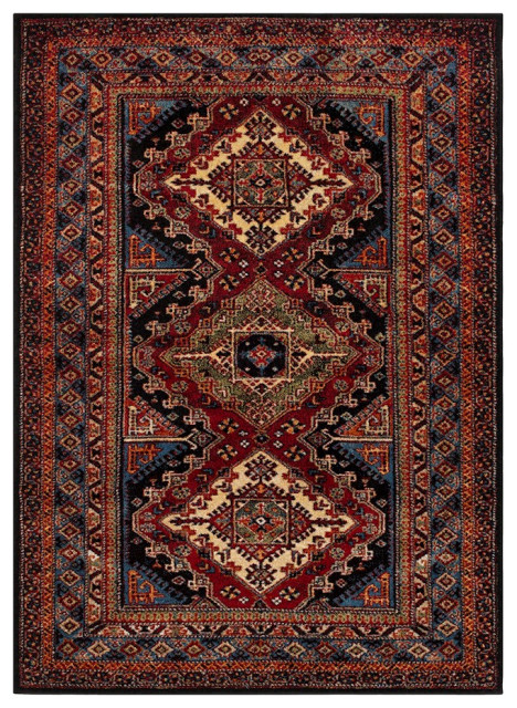 Surya SRP-1004 Serapi Area Rug, 5' 3' x 7' 3', Dark Red/Black ...