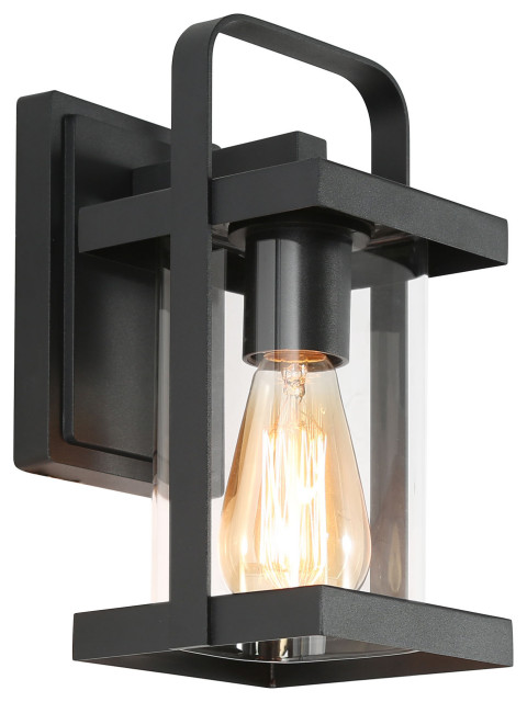 Modern 1 Light Black Outdoor Wall Sconce 10.5" Height - Transitional ...