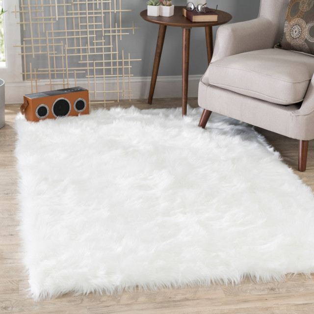 Faux Fur Super Soft Shag Area Rug, 4'x6' - Contemporary - Area Rugs ...