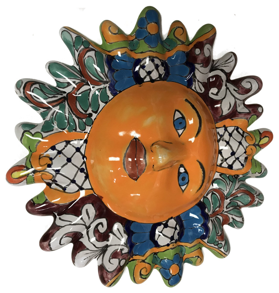 Multicolor Talavera Ceramic Sun Face - Mediterranean - Decorative ...