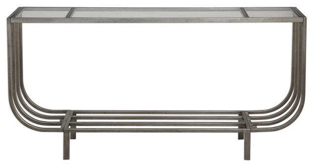 Uttermost Arlice Bright Silver Console Table - Transitional - Console ...