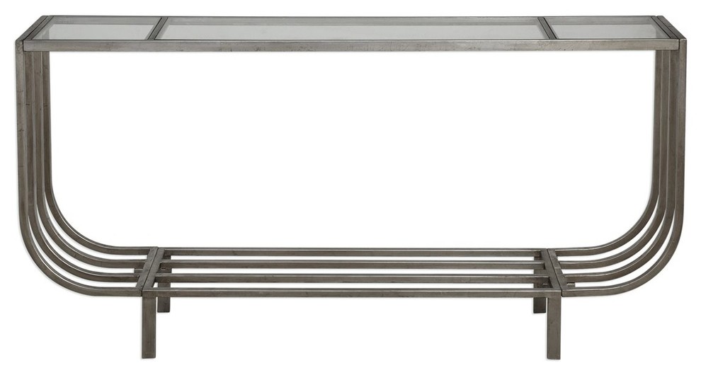 Uttermost Arlice Bright Silver Console Table - Transitional - Console ...