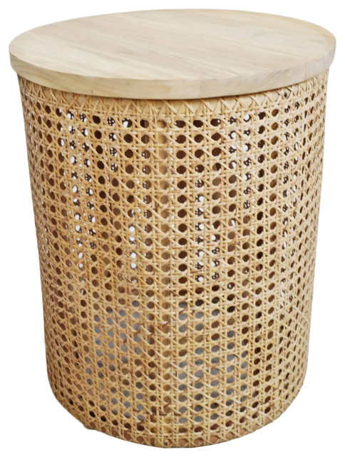 Bahama Cane and Teak Side Table - Tropical - Outdoor Side Tables - by ...