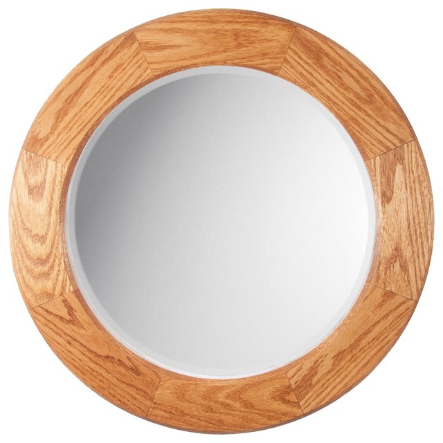 Golden Oak Round Mirror - Contemporary - Wall Mirrors - by BrandtWorks