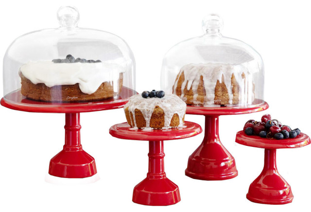 Casafina Cook & Host Footed Cake Plate With Glass Dome, 6" - Contemporary - Dessert And Cake ...