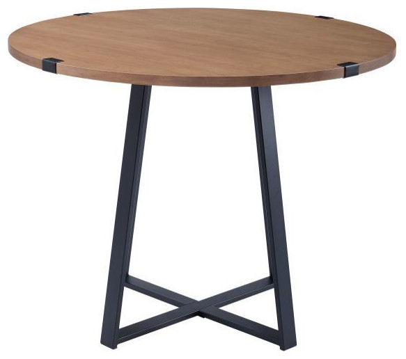 40" Urban Industrial Metal Wrap Round Dining Table, English Oak/Black ...