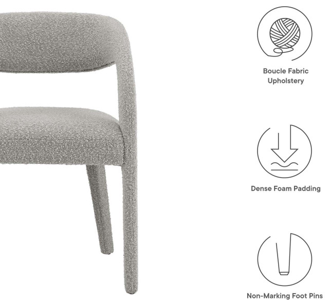 Pinnacle Boucle Upholstered Dining Chair Set of 2, Taupe - Transitional ...