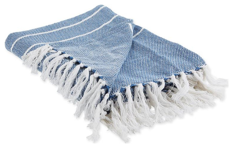 DII 60x50" Modern Cotton Thin Stripe Throw in French Blue/White ...