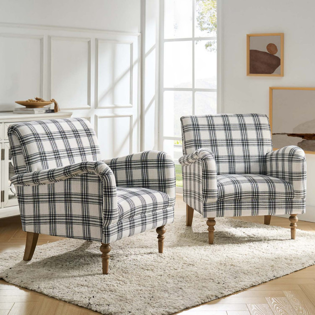 Upholstered Armchair With Checkerboard Pattern - Contemporary ...