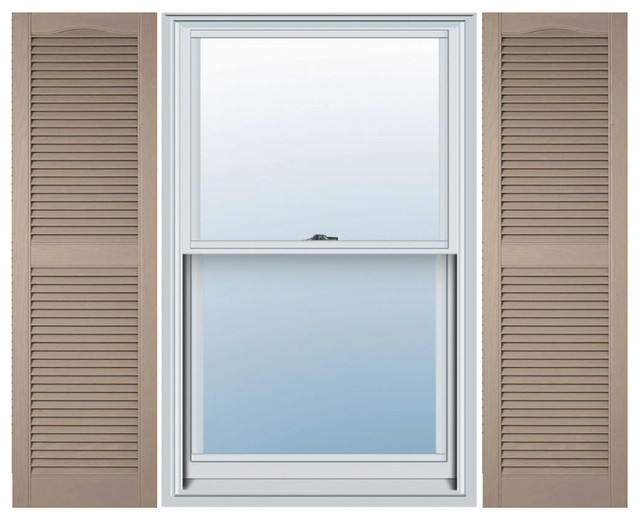 Builders Edge, Cathedral Top Center Mullion, Open Louver Shutters ...