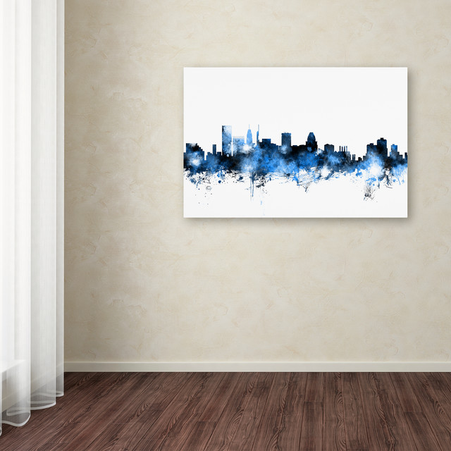 Michael Tompsett 'Baltimore MD Skyline White' Canvas Art, 12x19 ...