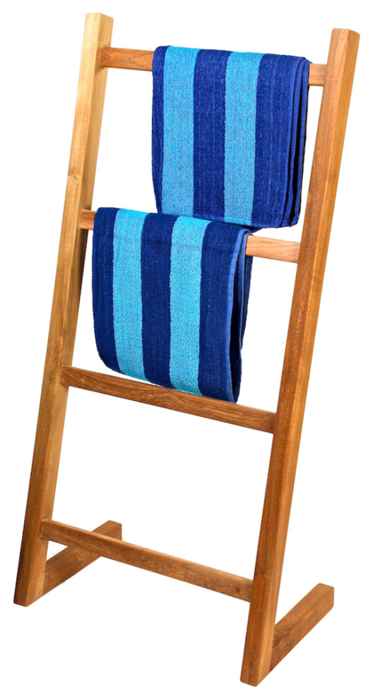 Teak Self-standing Towel Ladder 47" (120 cm) with 4 bars - Transitional ...