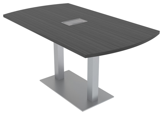 5 Ft Arc Rectangle Conference Table Square Metal Base With Electric ...