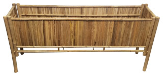 Raised Rectangular Bamboo Planter - Asian - Outdoor Pots And Planters ...