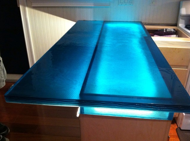 Blue Wave Glass Counter Top Modern Kitchen Boston By Artistic Glass Solutions Monique