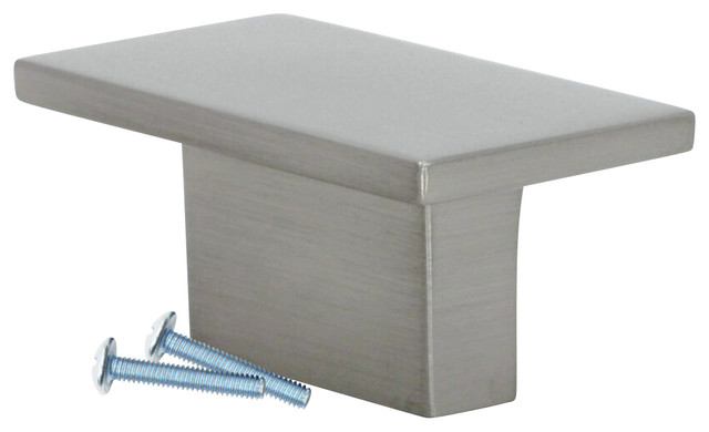 Contemporary Rectangle Brushed Nickel Cabinet Hardware Knob 1-9/16", 10 ...