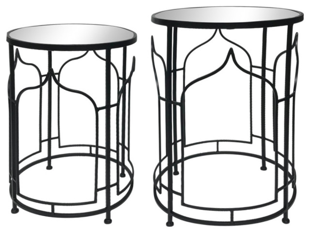 Metal 2-Piece Set Side Tables, Black - Mediterranean - Coffee Table ...