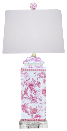 Pink Floral Lamp - Asian - Table Lamps - by Akari Lanterns | Houzz