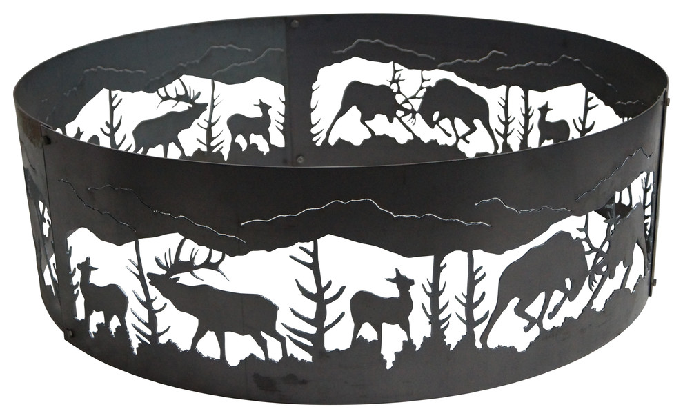 Fighting Elk Fire Ring, 30", 30 - Rustic - Fire Pits - by P&D Metal ...
