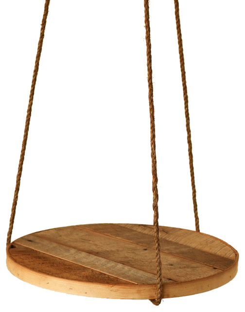 Round Suspended Table, Reclaimed Wood, 16" - Rustic - Side Tables And ...