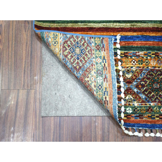 Colorful, Hand Knotted Afghan Super Kazak Ghazni Wool Mat Rug, 2'0"x3'2 ...