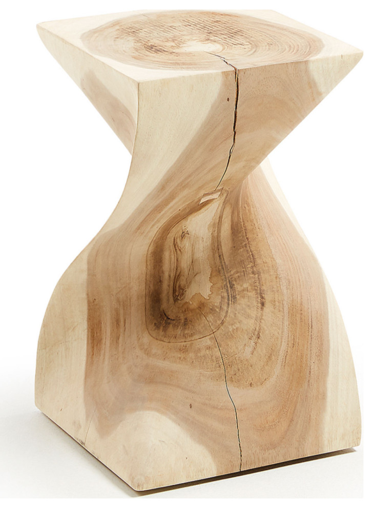 Square Carved Wood Side Table | La Forma Hakon - Rustic - Side Tables ...