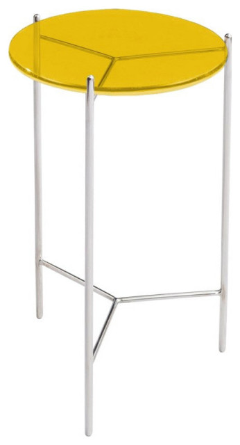 Rosa End Table, Marble With Polished Stainless Steel Frame Yellow ...