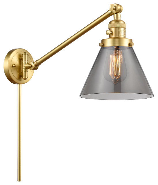 Cone 1 Light Swing Arm With Switch In Satin Gold (237-Sg-G43 ...