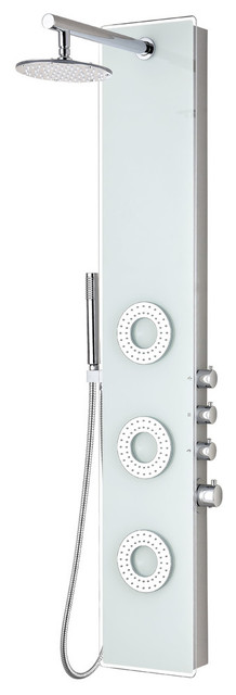 ANZZI Lynn 58" Full Body Shower Panel With Heavy Rain Shower, White ...