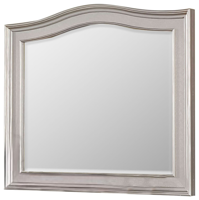Benzara BM245826 Curved Top Wooden Frame Mirror With Molded Details ...