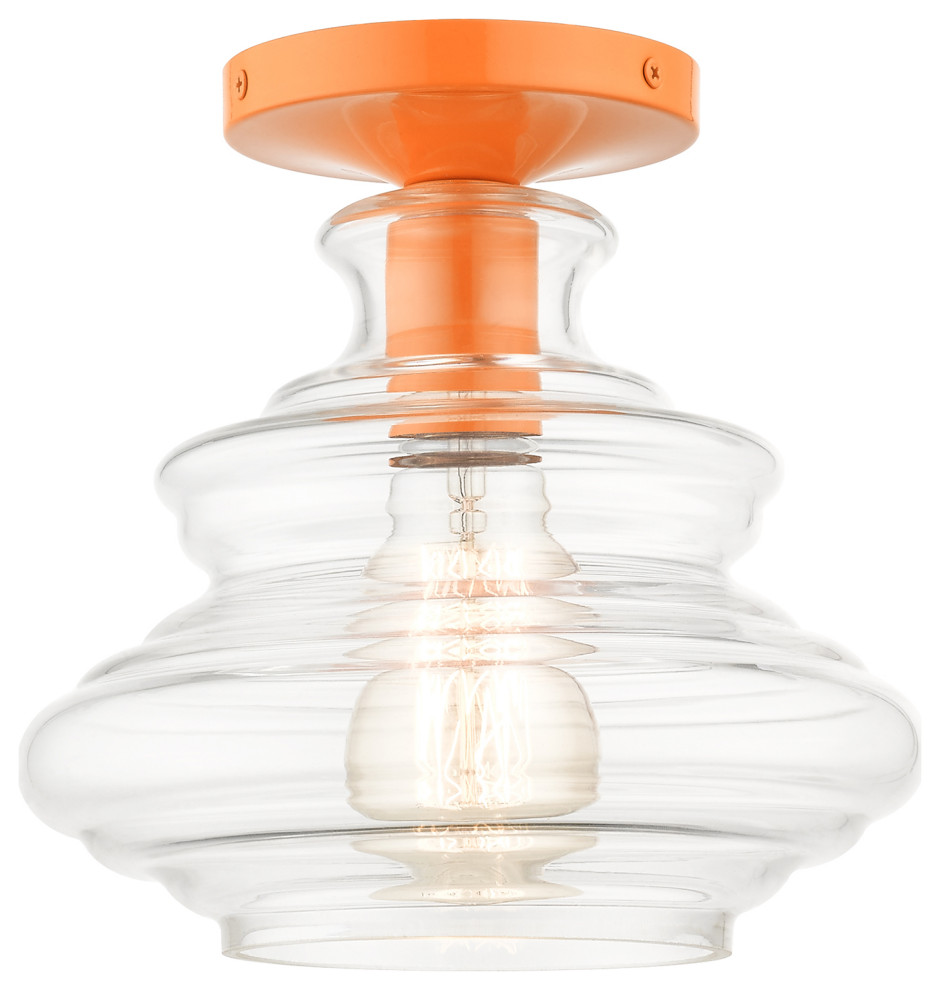 1 Light Shiny Orange Semi-Flush - Contemporary - Flush-mount Ceiling ...