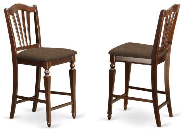 Set of 2 Chairs Chelsea Stools With Upholstered Seat, 24" Seat Height ...