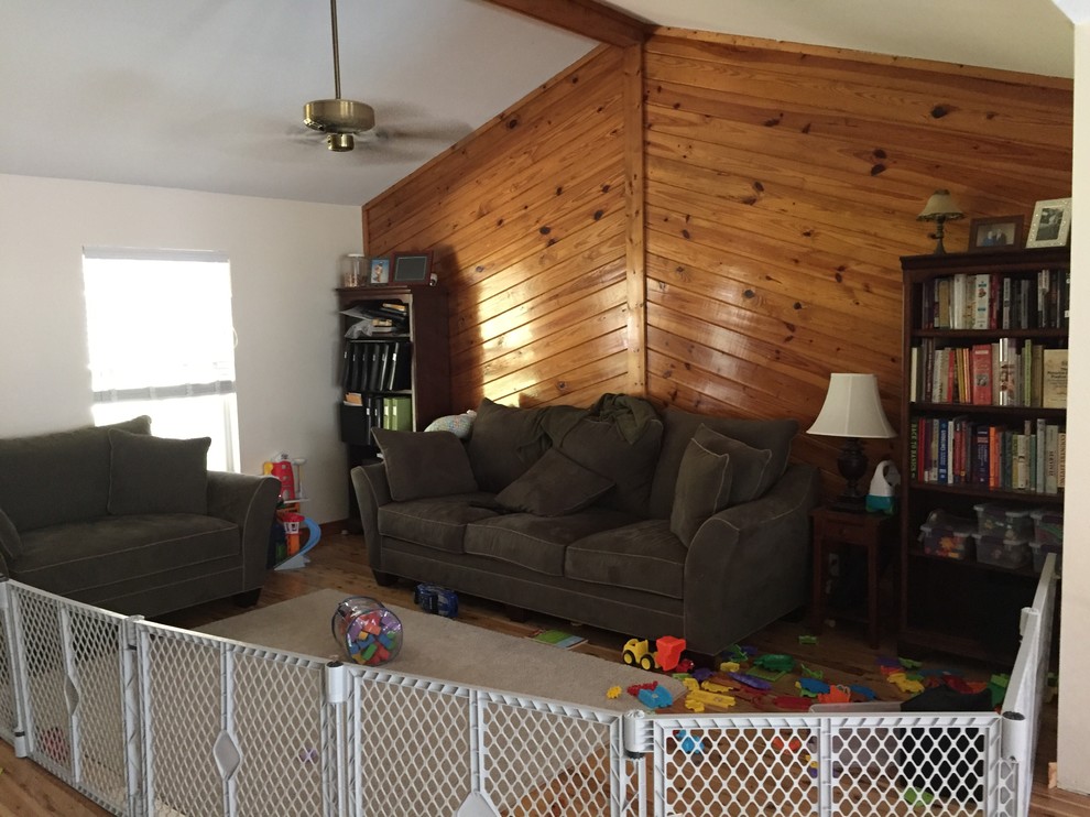 1980s orange shellac wood walls
