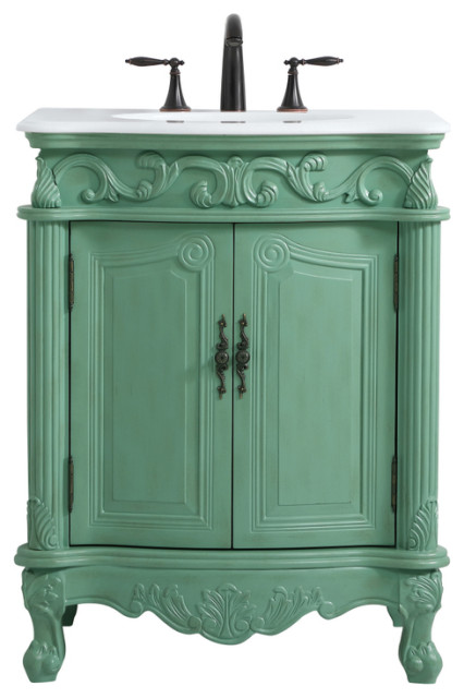 Elegant 27" Single Bathroom Vanity in Vintage Mint - Eclectic ...