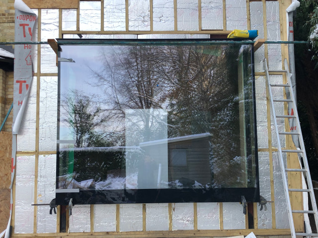 Oriel frameless box window - Contemporary - House Exterior ...