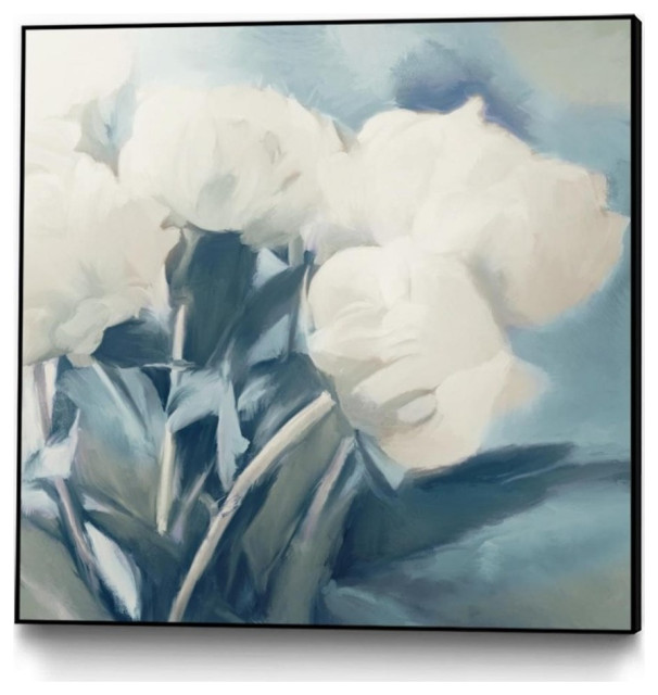 Giant Art Canvas 30x30 White Roses I Framed in Multi-Color ...