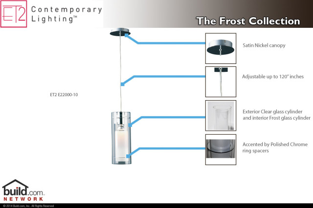 ET2 E22000 Frost 1 Light 6"W Frosted Glass Pendant - Transitional ...