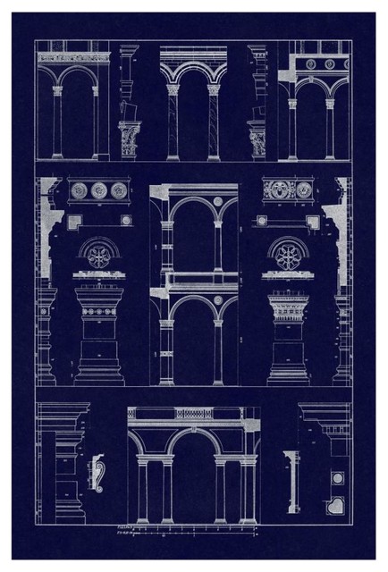 "Arcades of the Renaissance (Blueprint)" Paper Print by J. Buhlmann, 14 ...