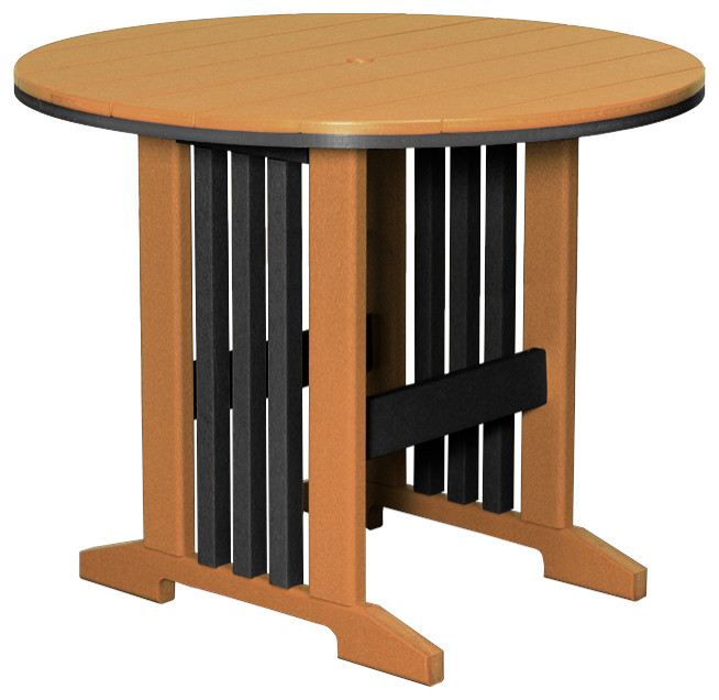 Outdoor Poly Lumber Keystone Round Dining Table, Cedar & Black ...