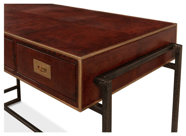 Modern Industrial Leather Desk - Industrial - Desks And Hutches - by ...