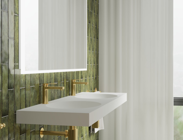 CastelloUSA Darleen Shallow Basin Solid Surface Wall Mount Bathroom ...