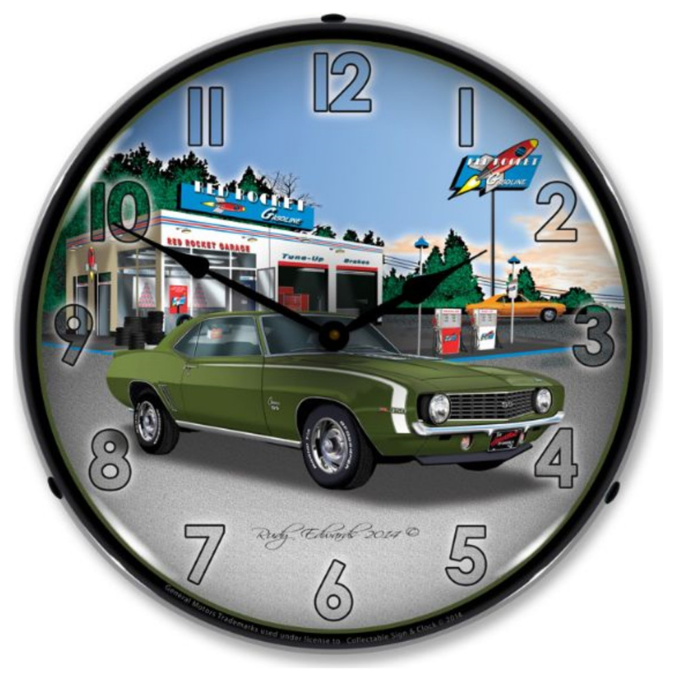 GMRE1408532 1969 Camaro SS Rocket Gas Clock - Midcentury - Wall Clocks ...