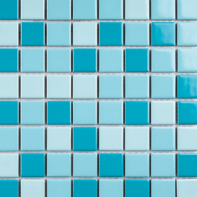 11.75"x11.75" Lisle Grid Mosaic Tile Sheet, Creamy Blue - Contemporary ...