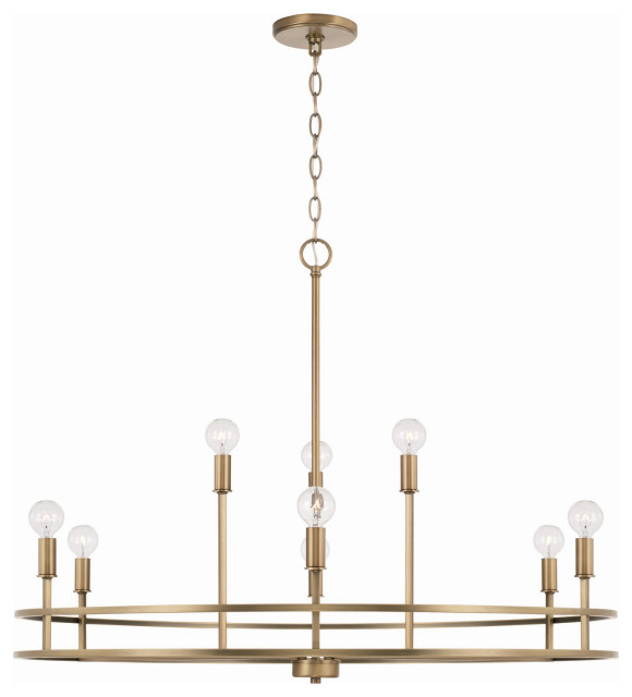 Fuller Nine Light Chandelier, Aged Brass - Transitional - Chandeliers ...