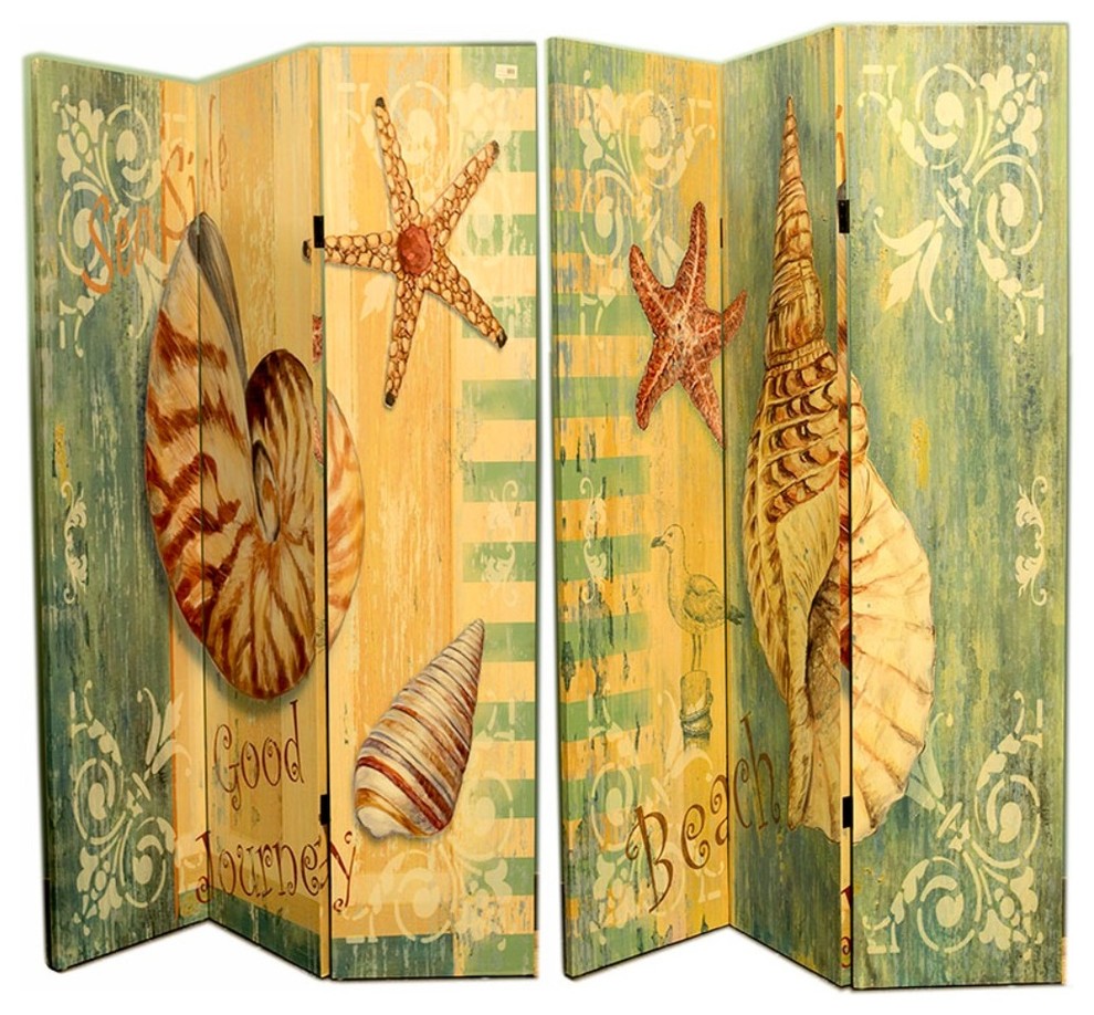Striking Nautical Inspired Canvas Room Divider, Multicolor - Beach ...
