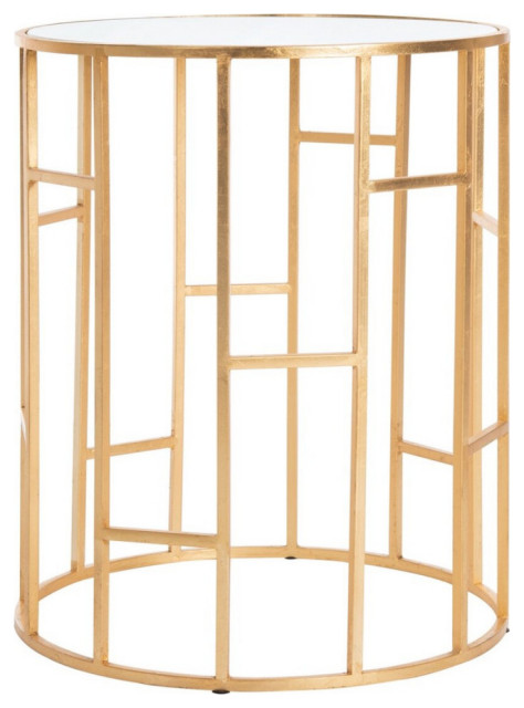 Natalie Mirror Top Accent Table Gold/White - Contemporary - Side Tables And End Tables - by ...