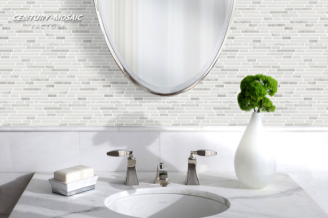 Glazed White Ceramic Strip Mosaic Tile - Modern - Other - by ...