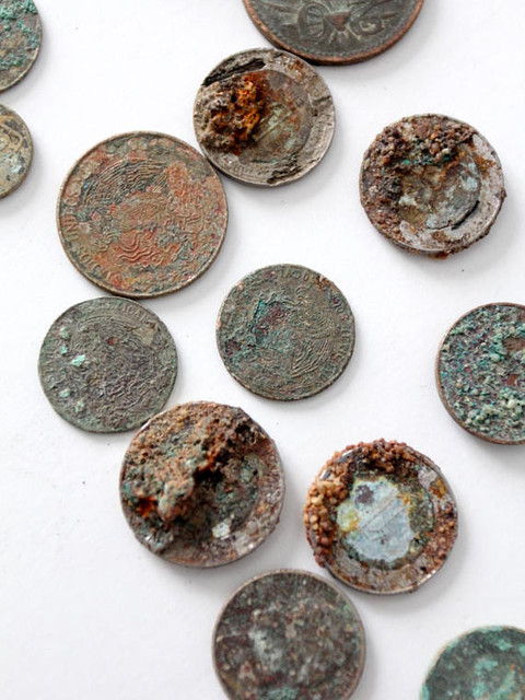 Consigned, Vintage Oxidized Coin Collection - Traditional - Decorative ...