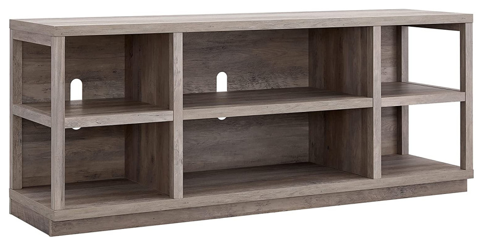 Scandinavian TV Stand, 6 Open Compartments With Cable Management ...