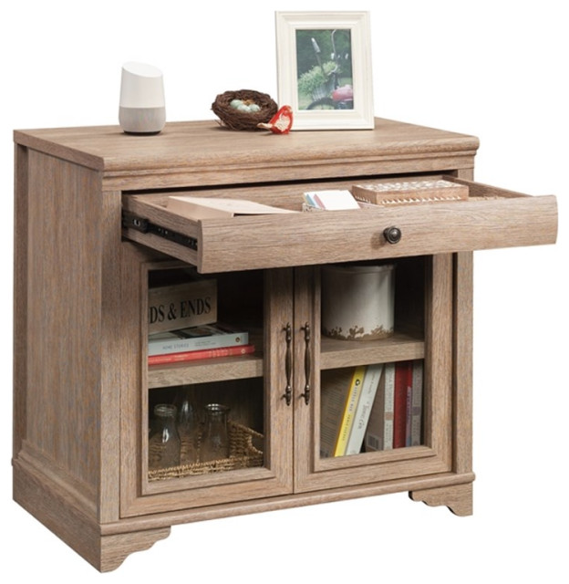 Pemberly Row Contemporary Engineered Wood Library Base in Brushed Oak ...